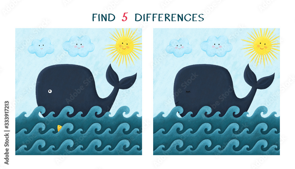 Find five differences. Simple educational game for kids. Digital ...