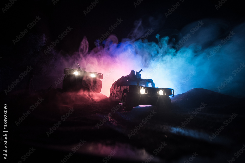 War Concept. Battle scene on war fog sky background, Fighting ...