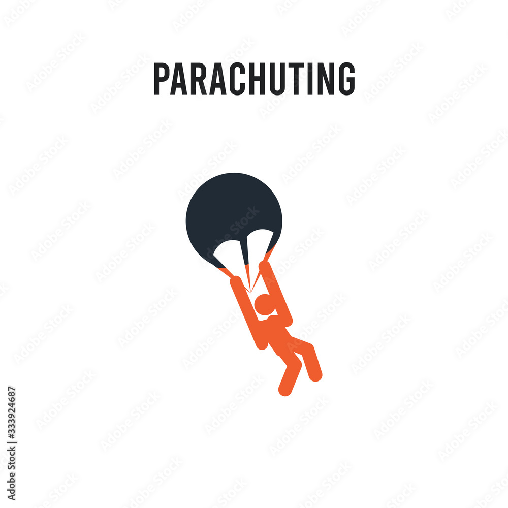 Parachuting vector icon on white background. Red and black colored ...