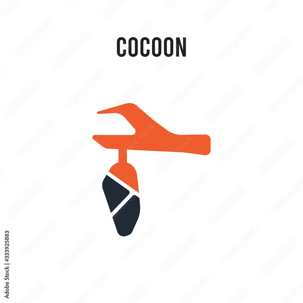Cocoon vector icon on white background. Red and black colored Cocoon ...