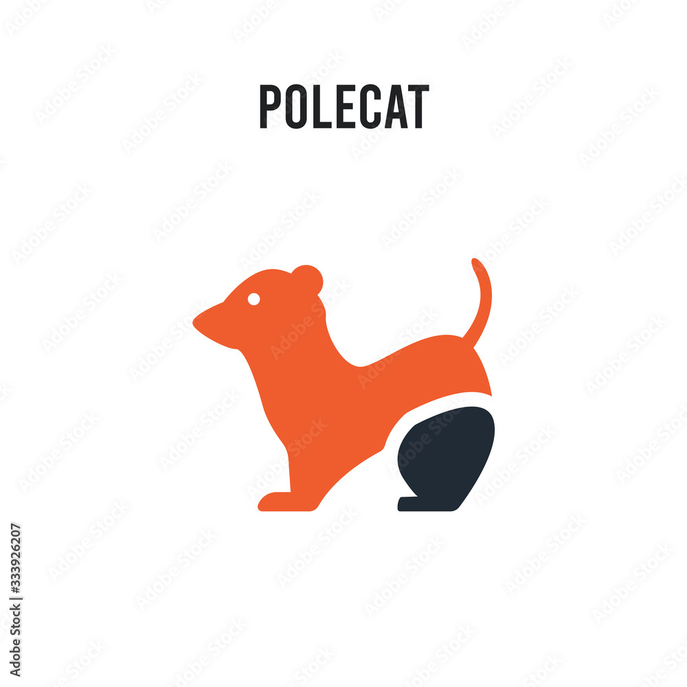 Polecat vector icon on white background. Red and black colored Polecat ...