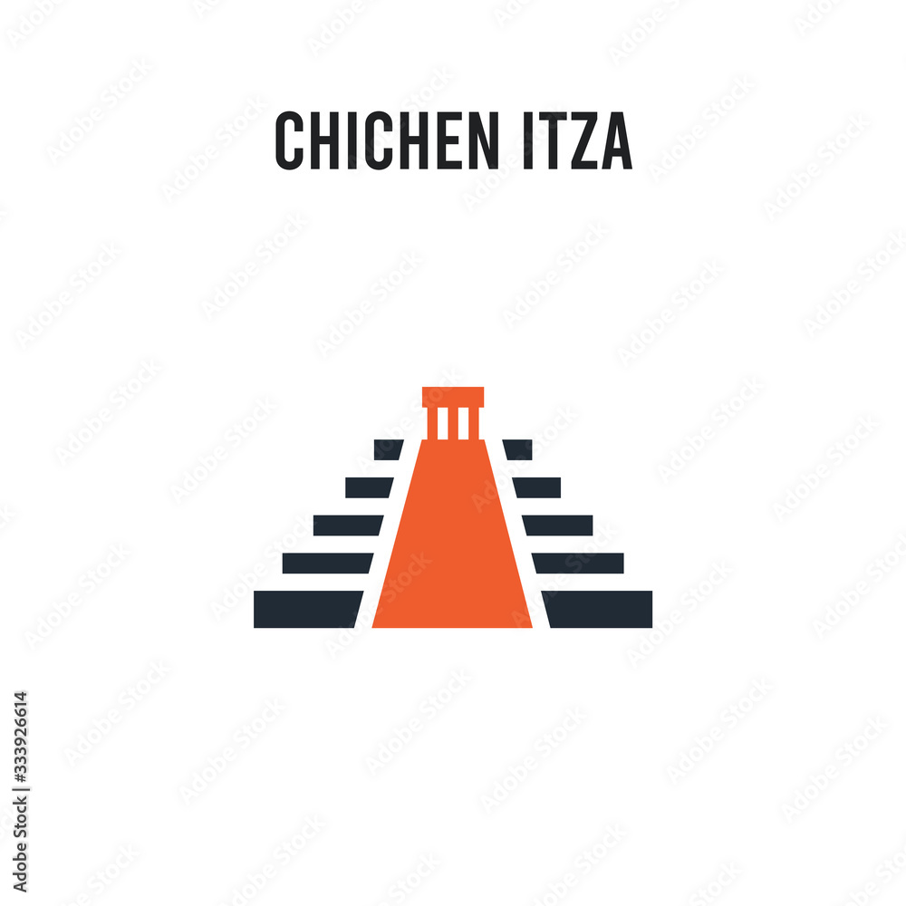 Chichen Itza vector icon on white background. Red and black colored ...