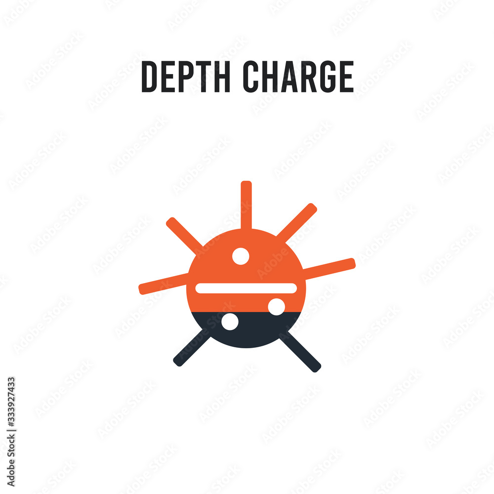 Depth Charge vector icon on white background. Red and black colored ...