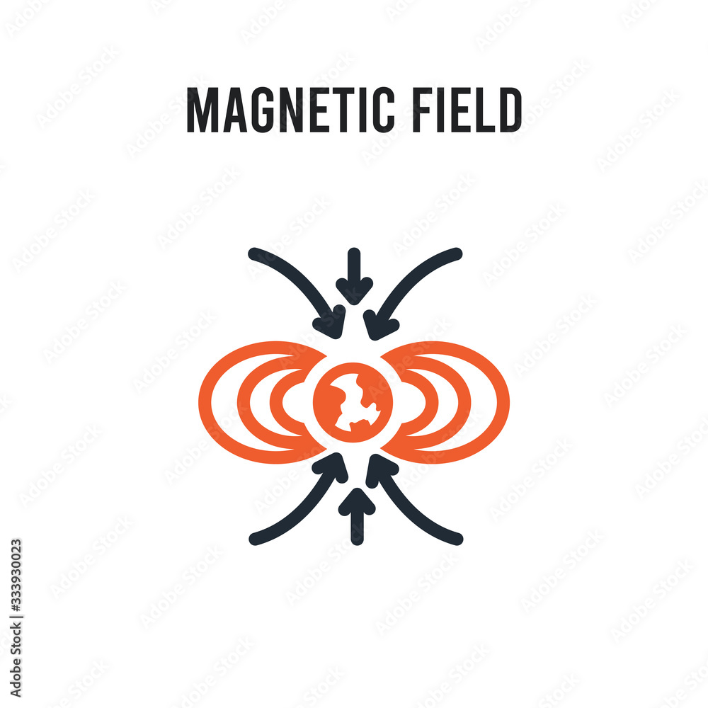 Magnetic field vector icon on white background. Red and black colored ...