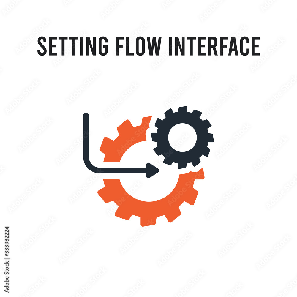 Setting flow interface vector icon on white background. Red and black colored Setting flow ...