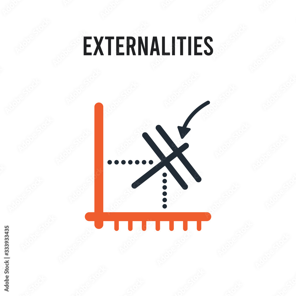 Externalities vector icon on white background. Red and black colored ...