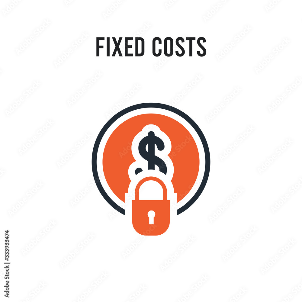 Fixed costs vector icon on white background. Red and black colored ...