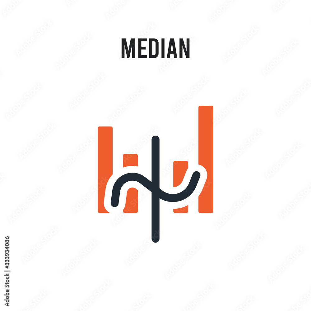 Median vector icon on white background. Red and black colored Median ...