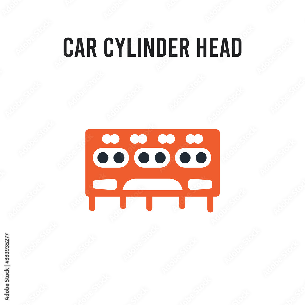 car cylinder head vector icon on white background. Red and black ...