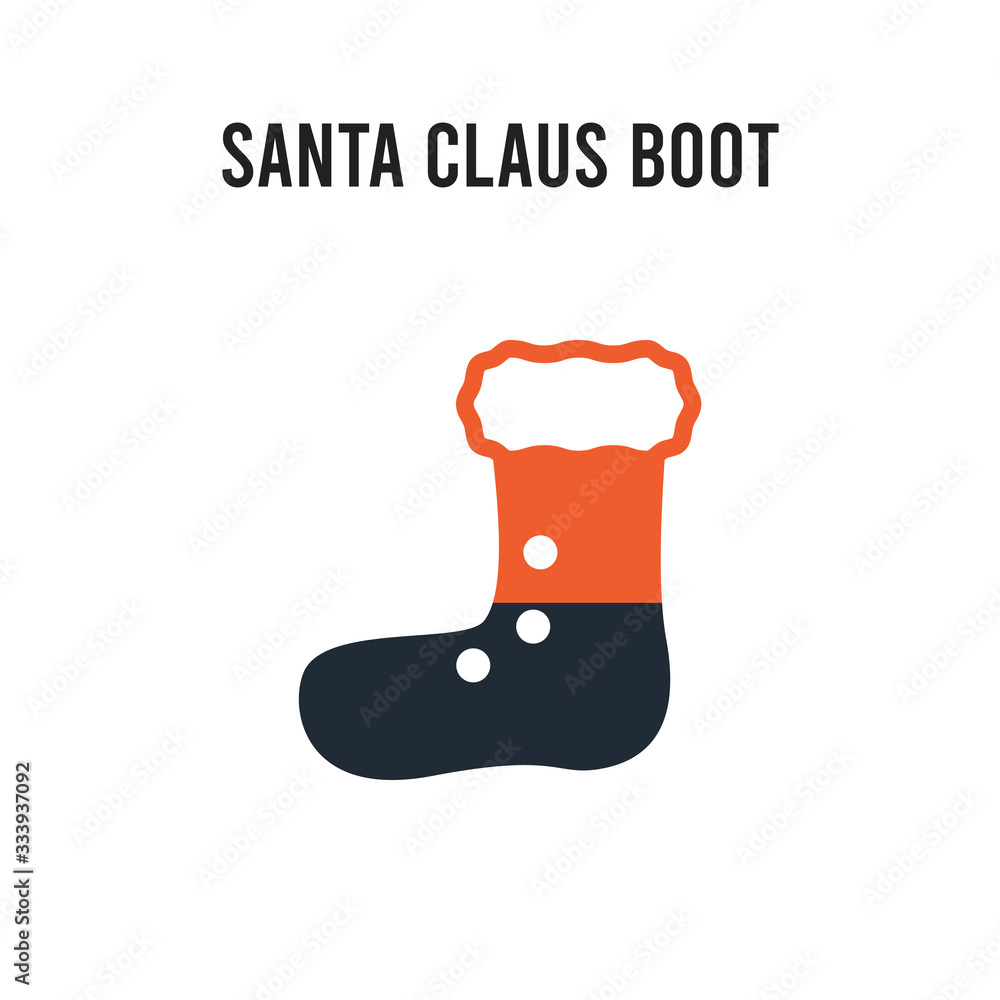 Santa claus boot vector icon on white background. Red and black colored ...