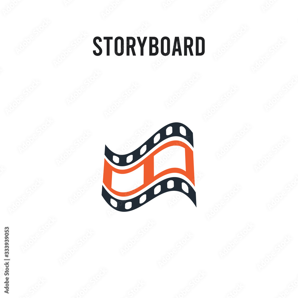 Storyboard vector icon on white background. Red and black colored ...