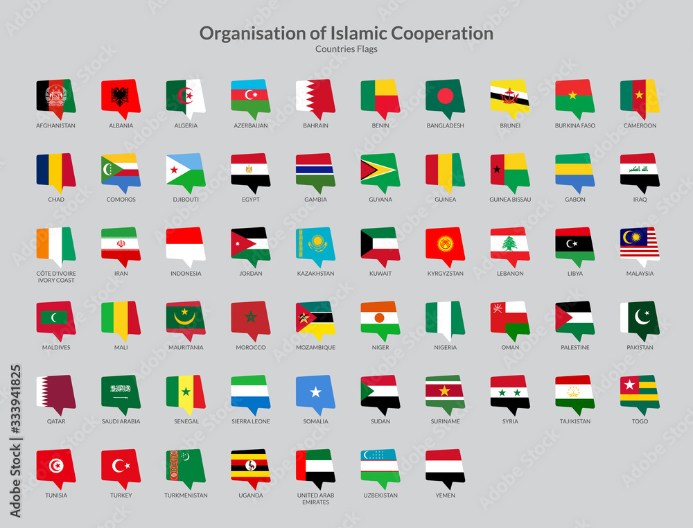 Organisation of Islamic Cooperation Countries flag icons collection ...