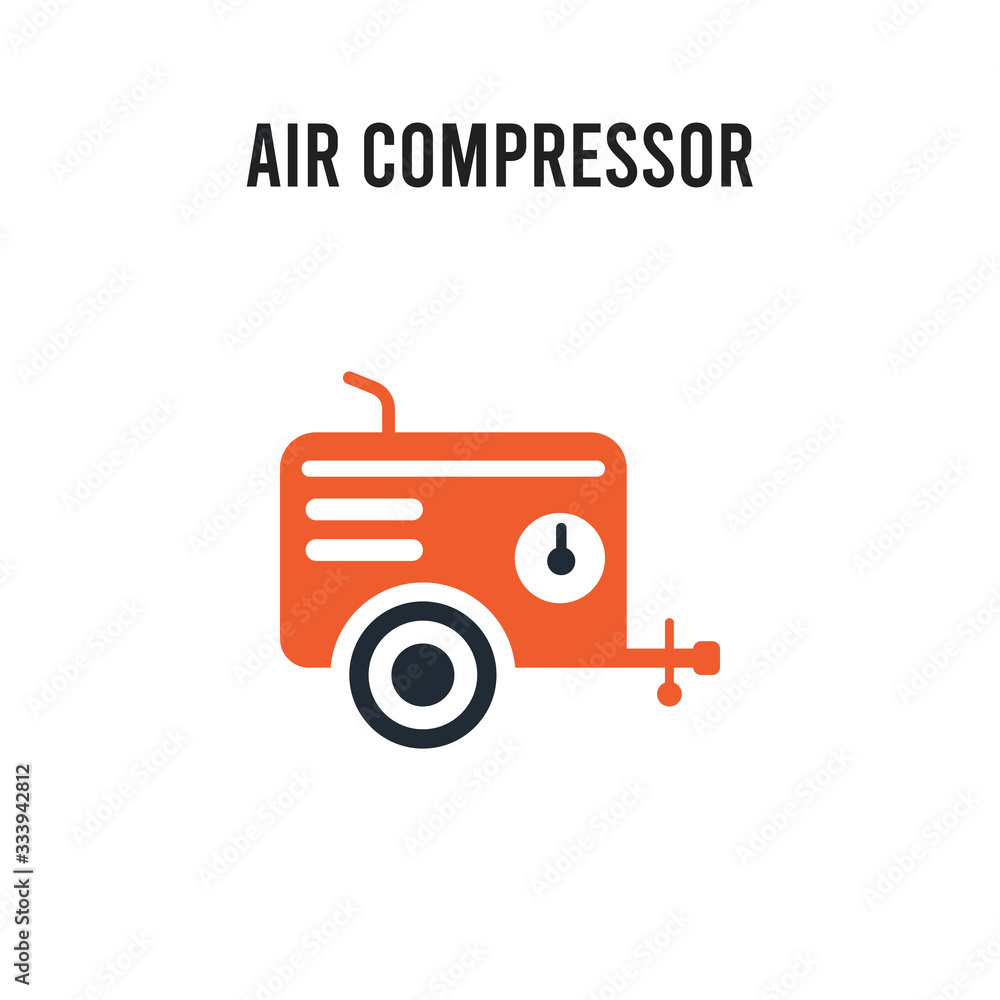 Air compressor vector icon on white background. Red and black colored ...