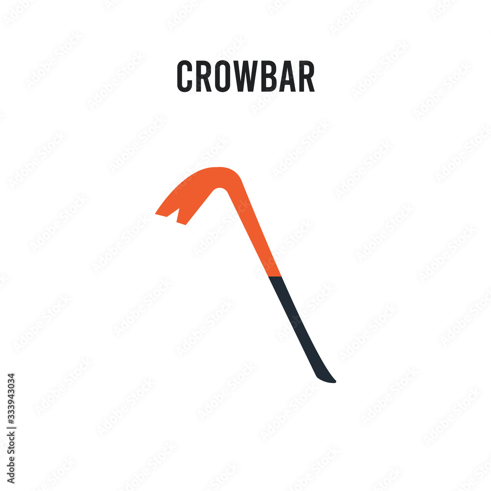 Crowbar vector icon on white background. Red and black colored Crowbar ...
