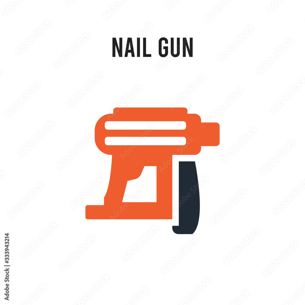 Nail gun vector icon on white background. Red and black colored Nail ...