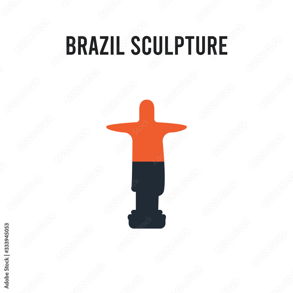 Brazil sculpture of Christ the eemer vector icon on white background ...