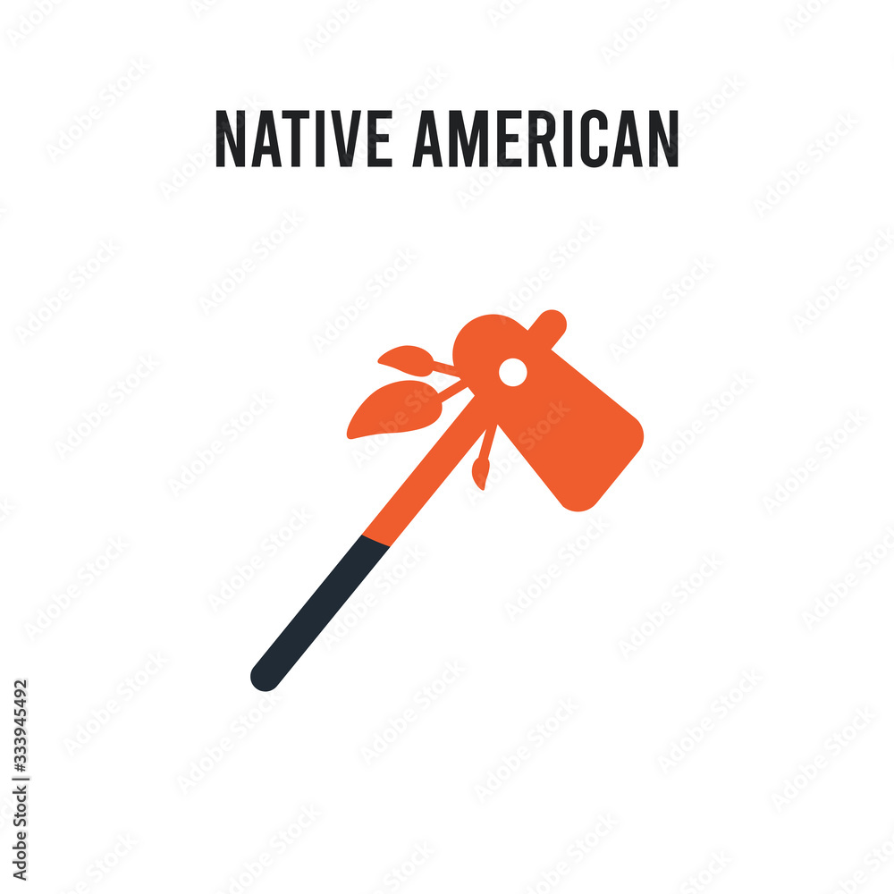Native American Tomahawk vector icon on white background. Red and black ...