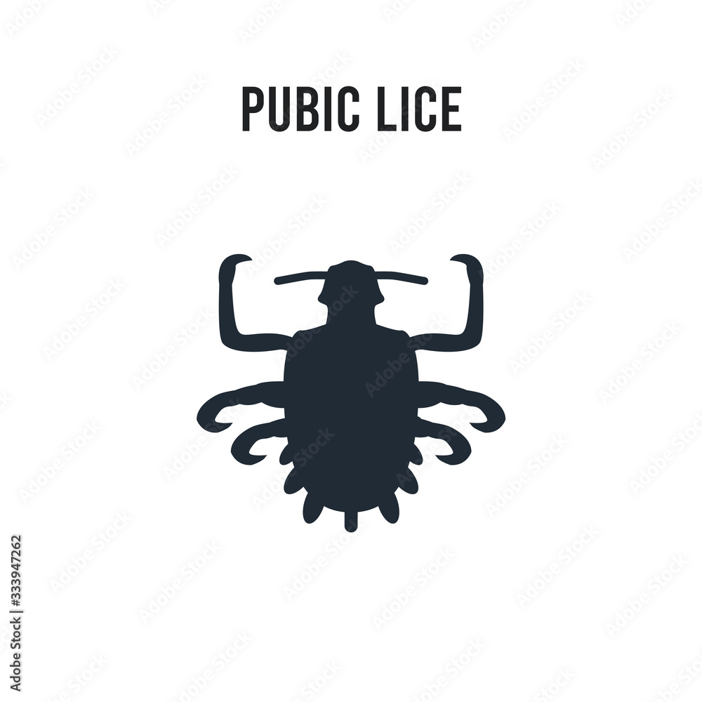 Pubic lice vector icon on white background. Red and black colored Pubic ...
