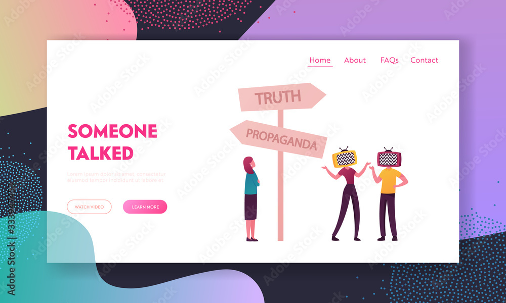 Brainwashing Mass Media Manipulation, False Information Landing Page Template. Female Characters ...