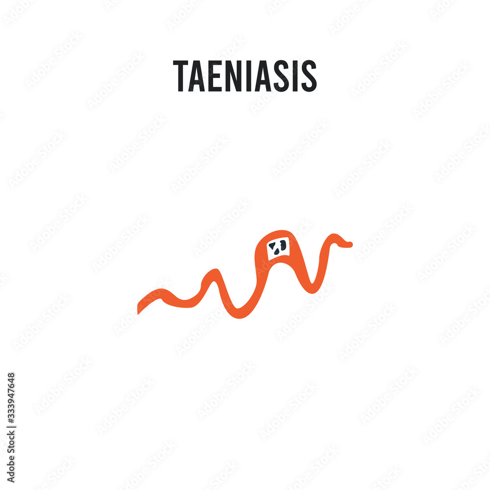 Taeniasis vector icon on white background. Red and black colored ...