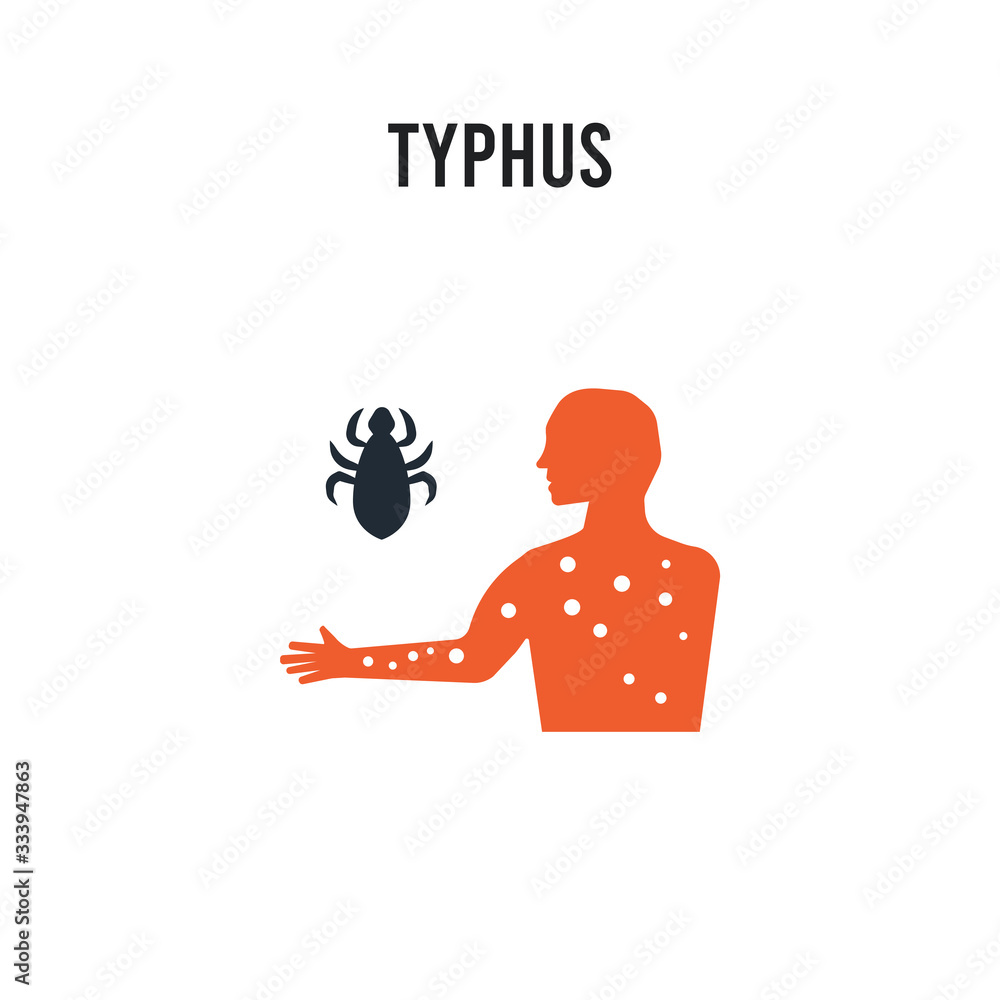 Typhus vector icon on white background. Red and black colored Typhus ...
