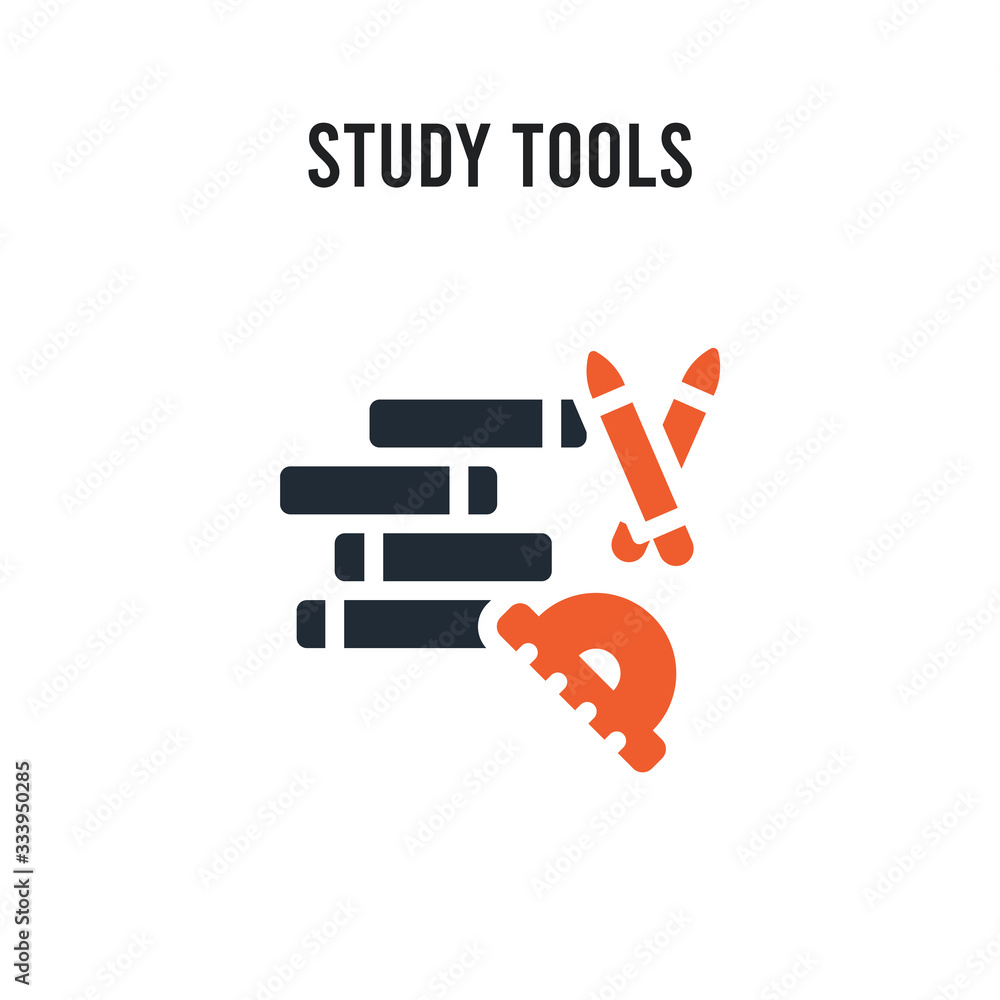 Study tools vector icon on white background. Red and black colored ...