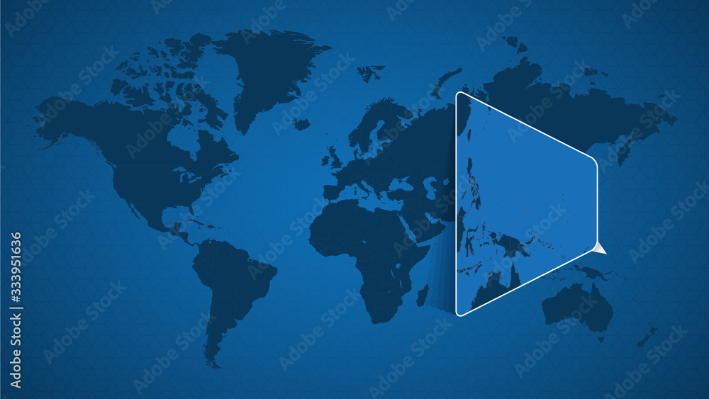 Detailed world map with pinned enlarged map of Micronesia and ...