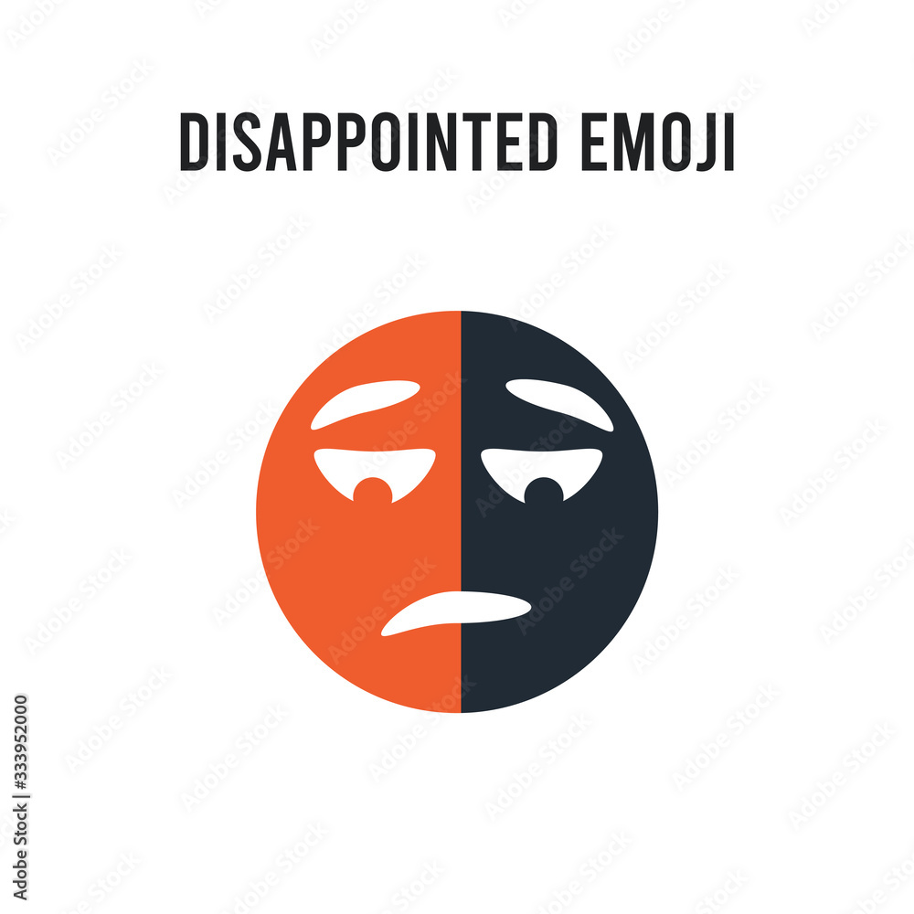 Disappointed emoji vector icon on white background. Red and black ...