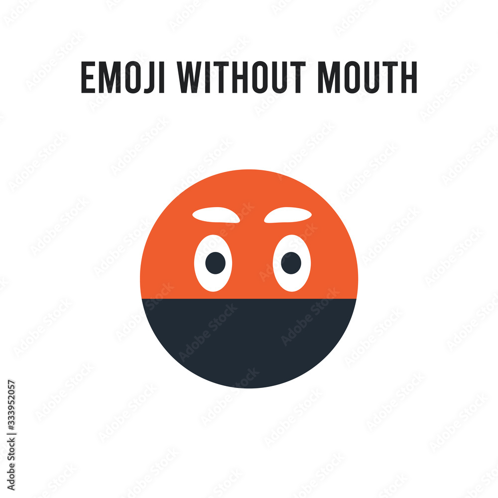 Emoji Without Mouth vector icon on white background. Red and black ...