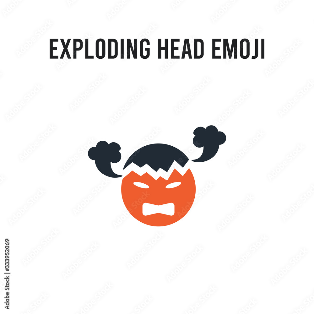 Exploding Head emoji vector icon on white background. Red and black ...