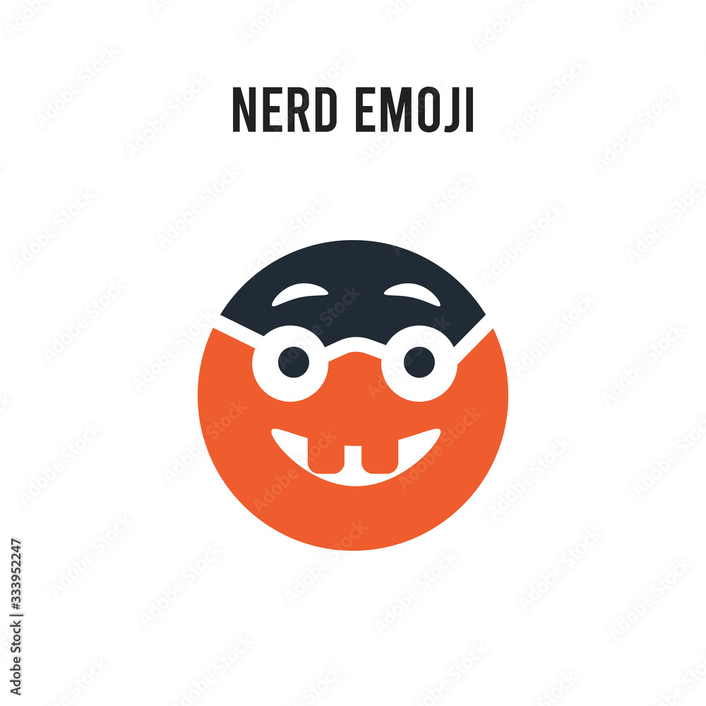 Nerd emoji vector icon on white background. Red and black colored Nerd emoji icon. Simple ...