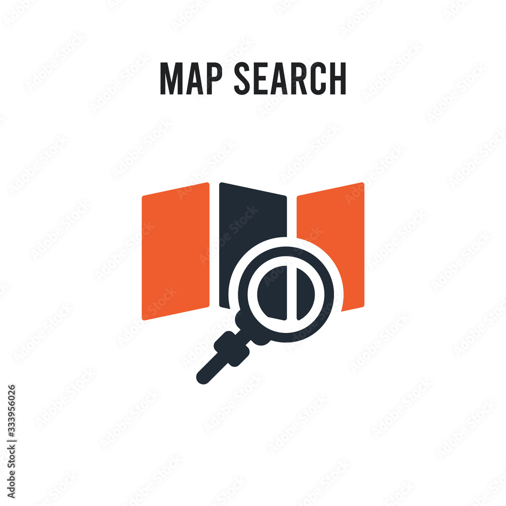 Vecteur Stock map search vector icon on white background. Red and black ...