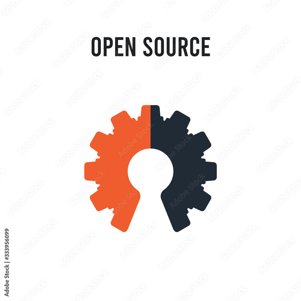 open source vector icon on white background. Red and black colored open ...