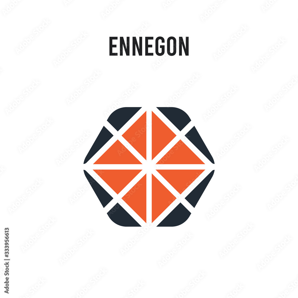 Ennegon vector icon on white background. Red and black colored Ennegon ...