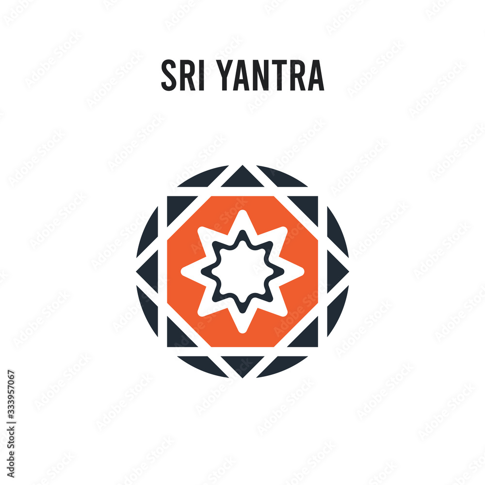 Sri yantra vector icon on white background. Red and black colored Sri ...