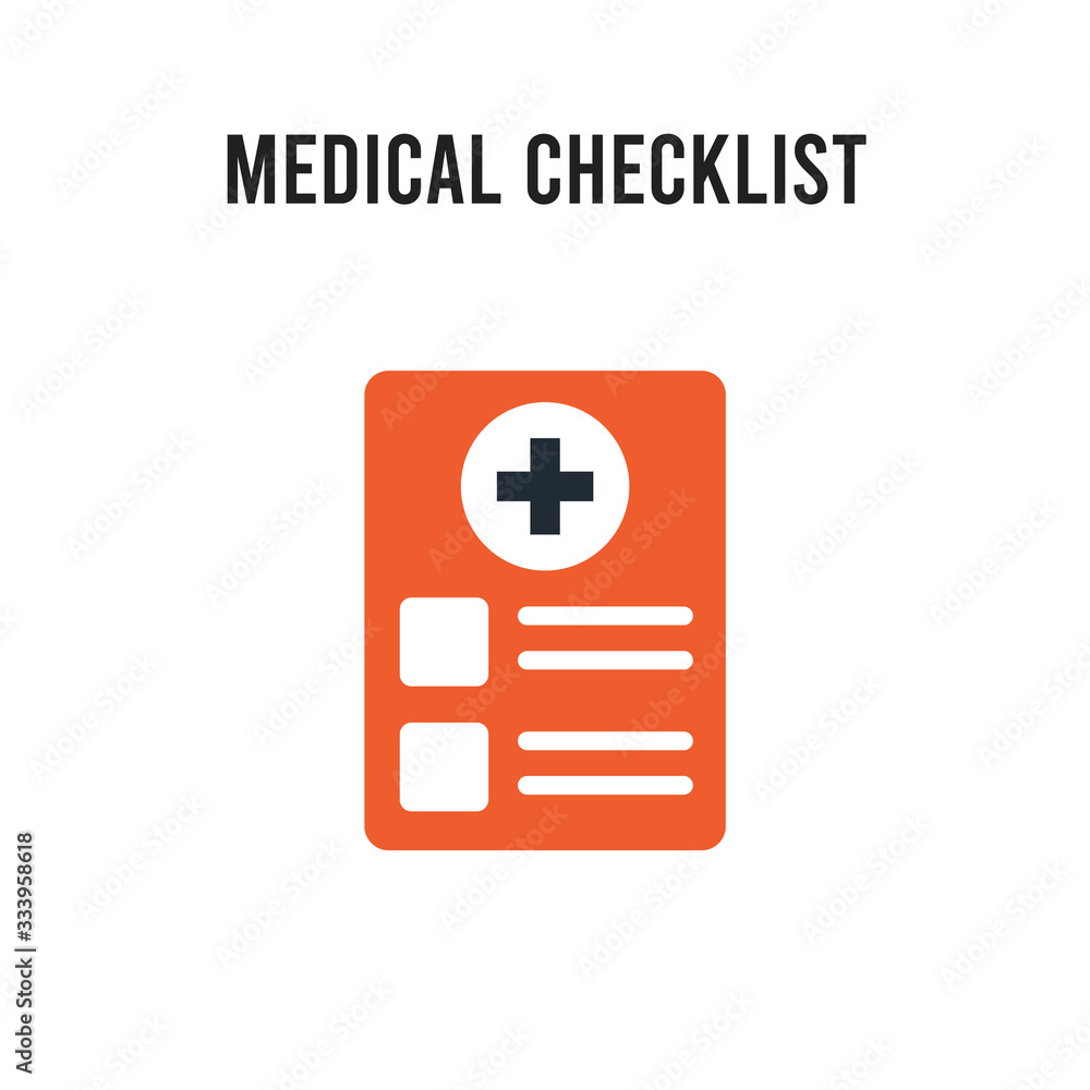 medical Checklist vector icon on white background. Red and black ...