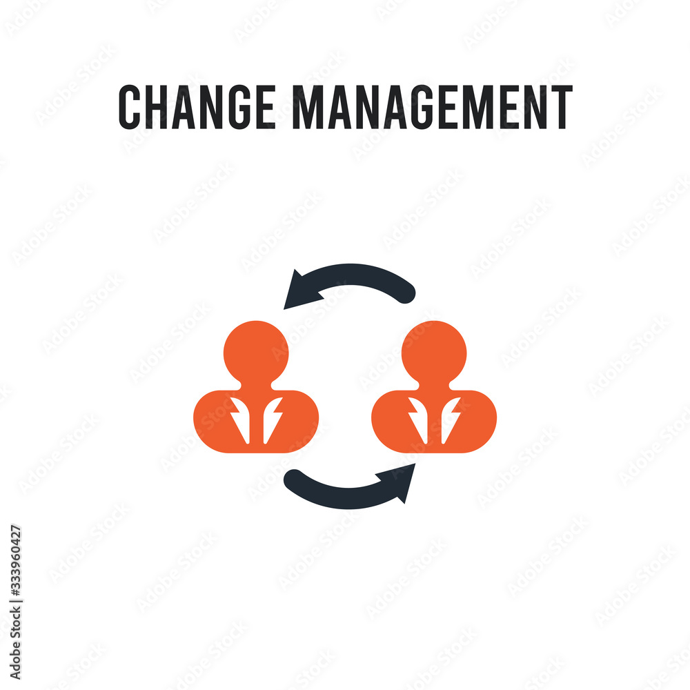 Change management vector icon on white background. Red and black ...