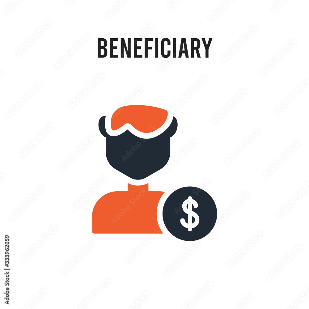 Beneficiary vector icon on white background. Red and black colored ... Beneficiary vector icon on white background. Red and black colored ...