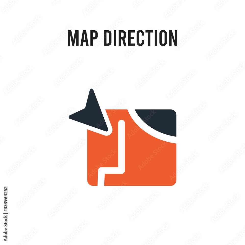 Map Direction vector icon on white background. Red and black colored ...