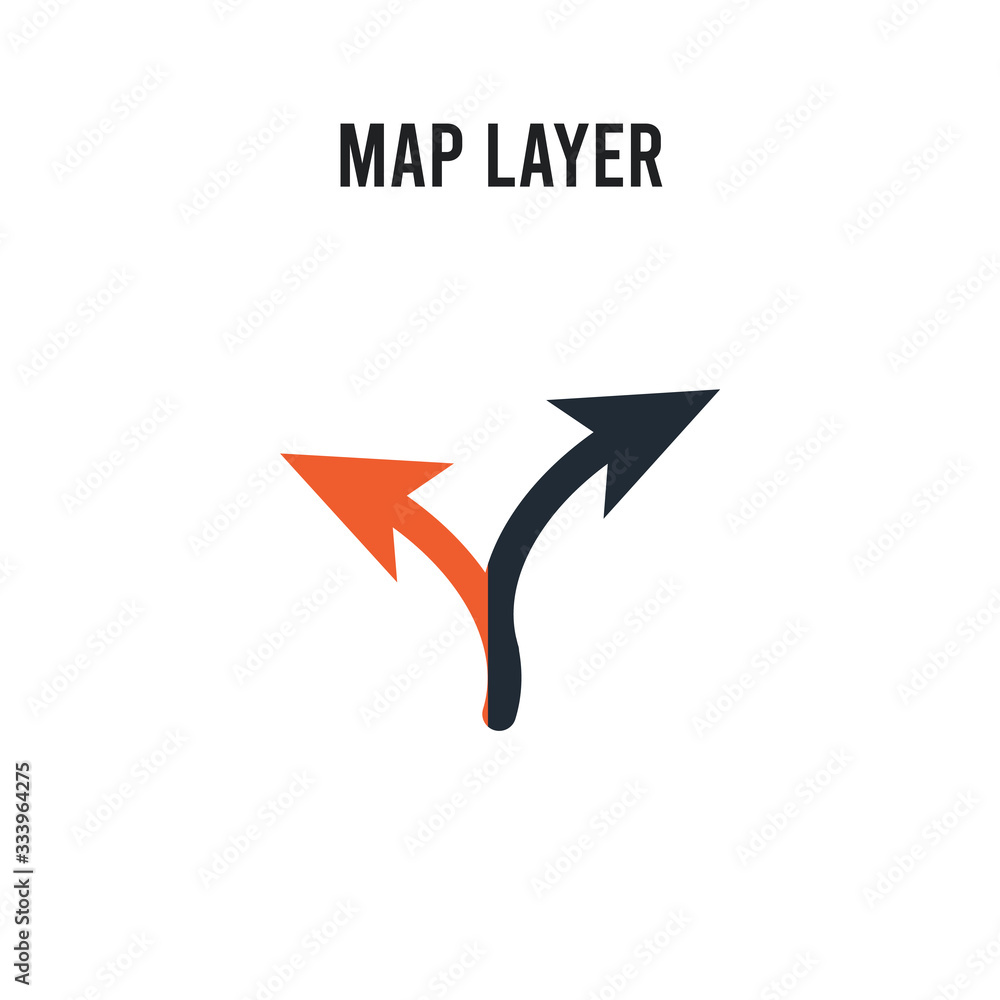 Map Layer vector icon on white background. Red and black colored Map ...