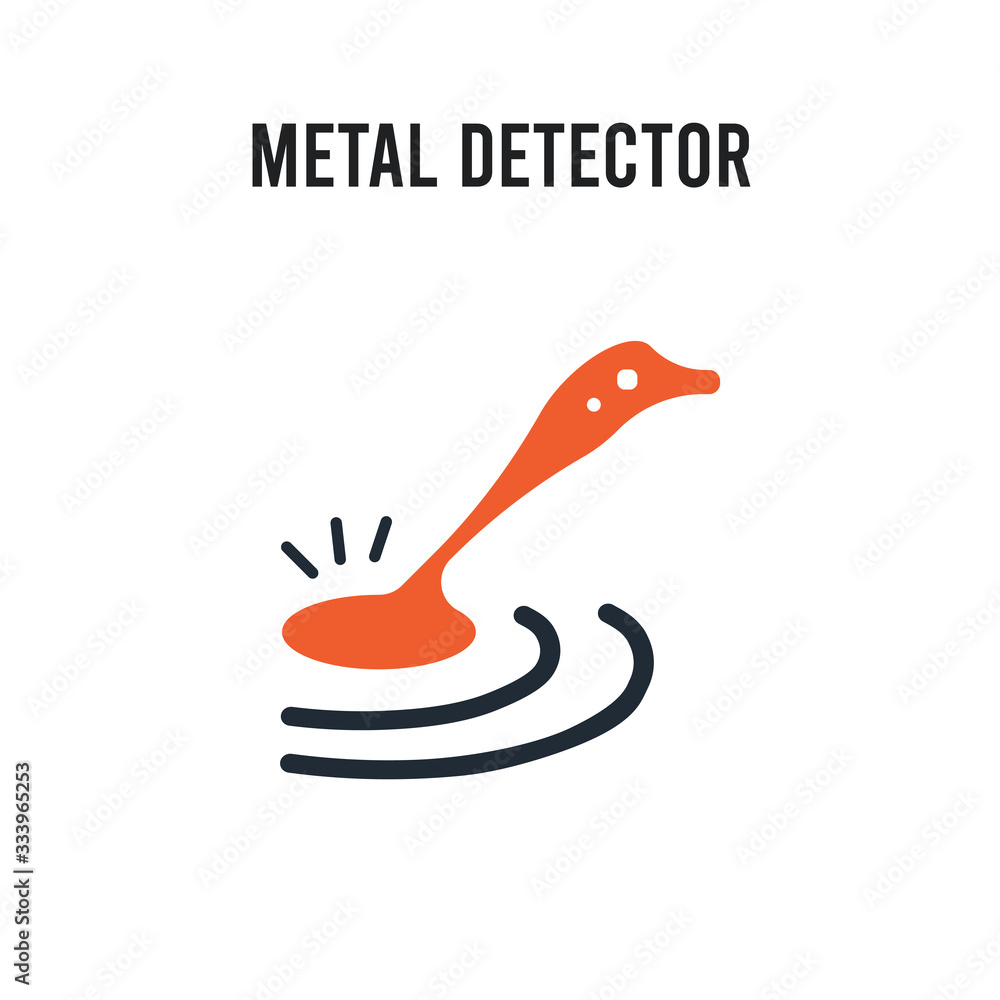 Metal detector vector icon on white background. Red and black colored ...