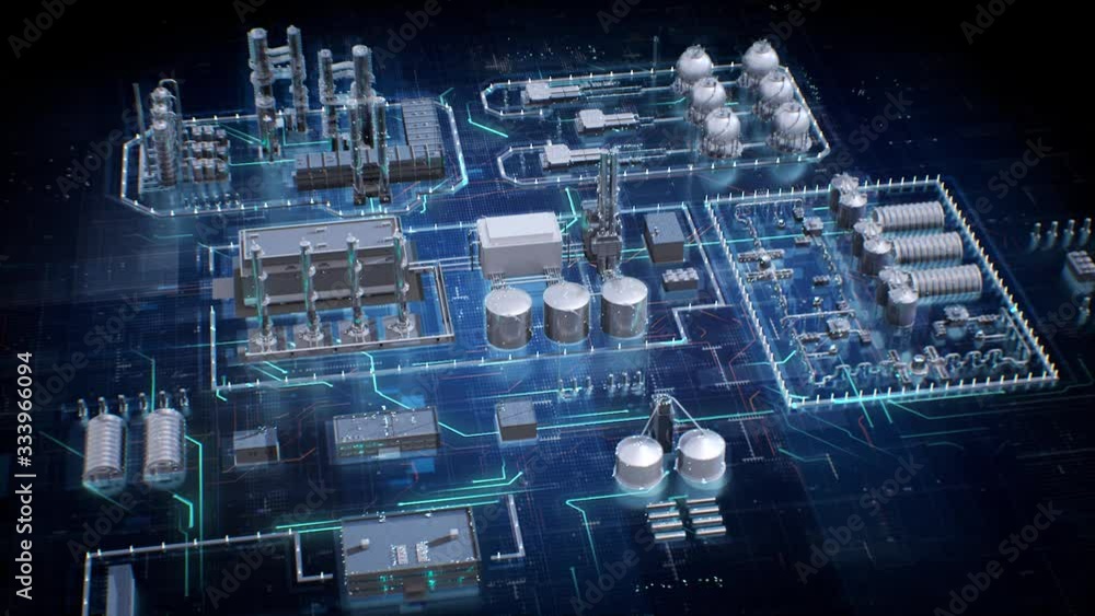 Schematic flow diagram of a refinery Stock ビデオ | Adobe Stock