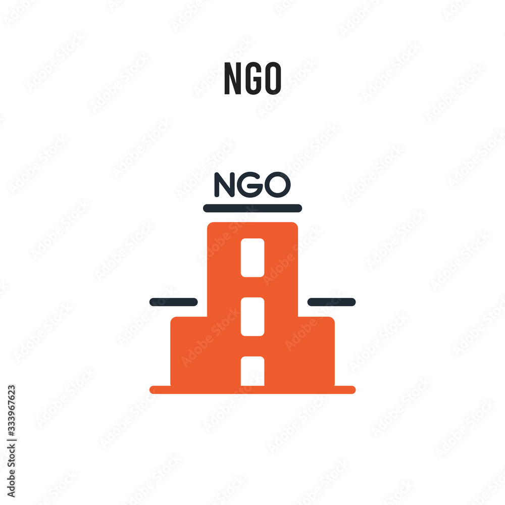 Ngo vector icon on white background. Red and black colored Ngo icon ...