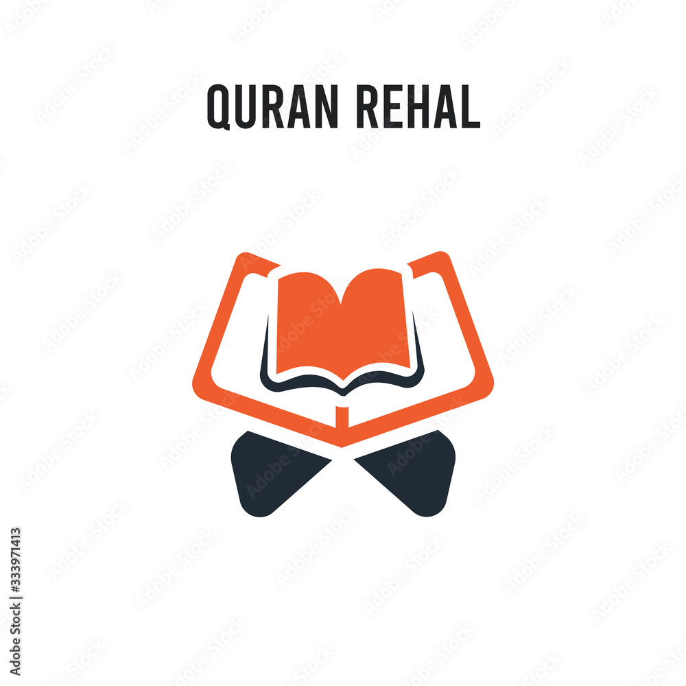 Quran rehal vector icon on white background. Red and black colored ...