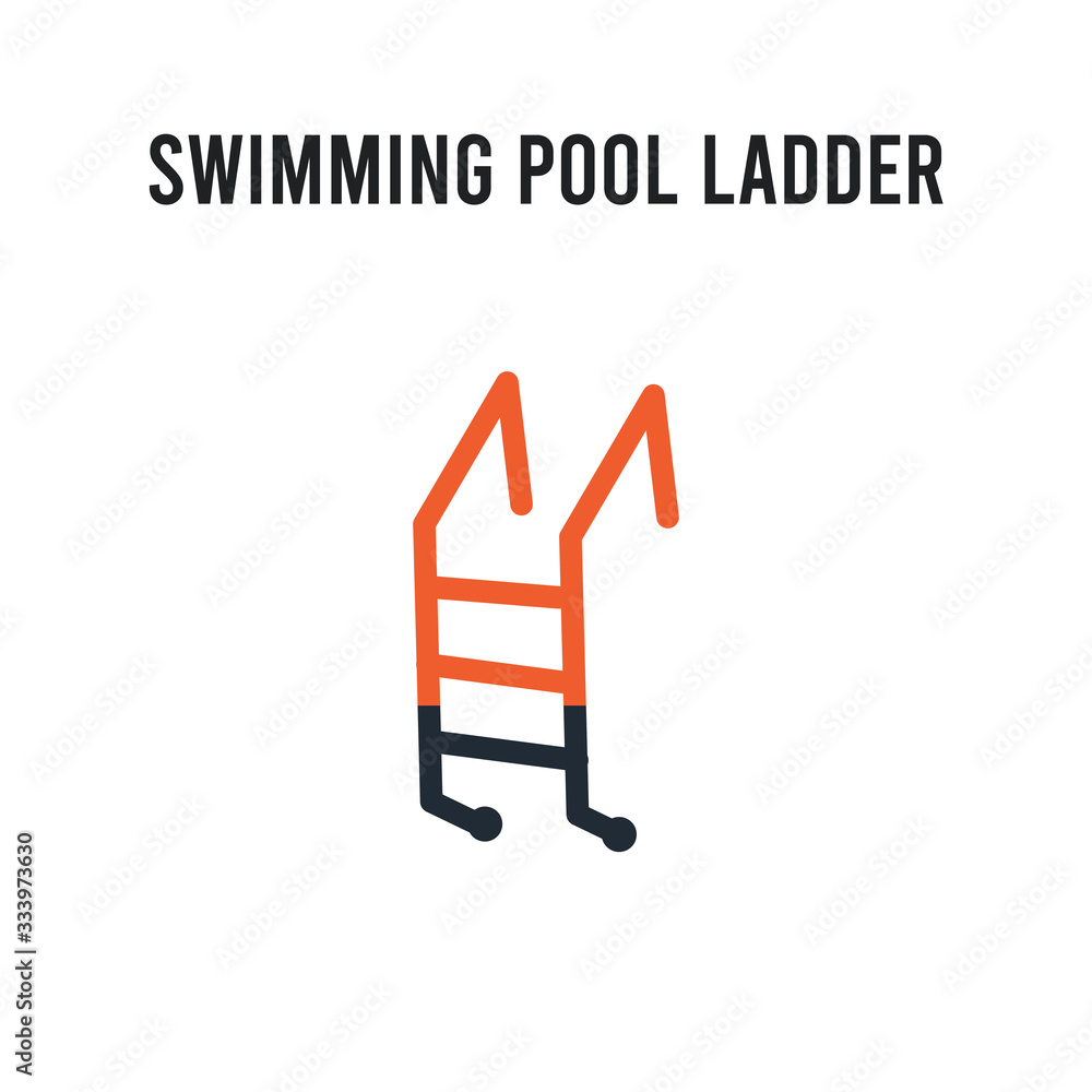 swimming pool ladder vector icon on white background. Red and black ...