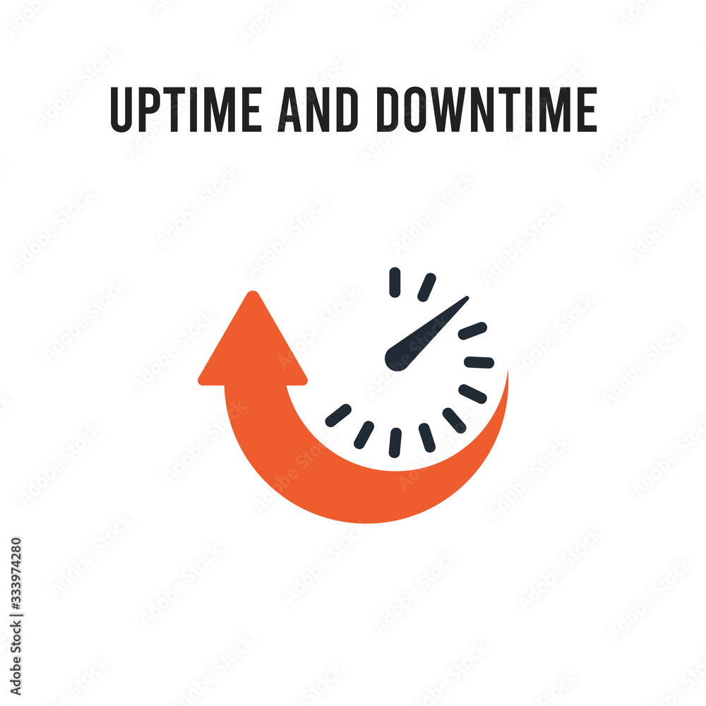 Uptime and downtime vector icon on white background. Red and black ...