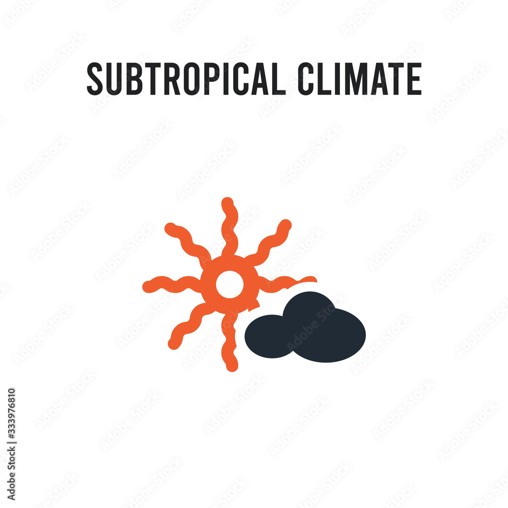 subtropical climate vector icon on white background. Red and black ...
