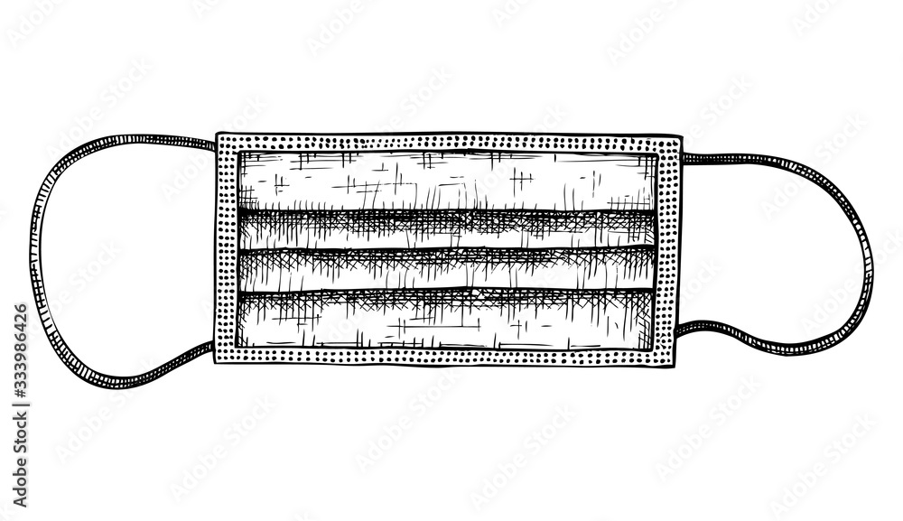 Vector medical face mask sketch. Protection against corona virus and ...