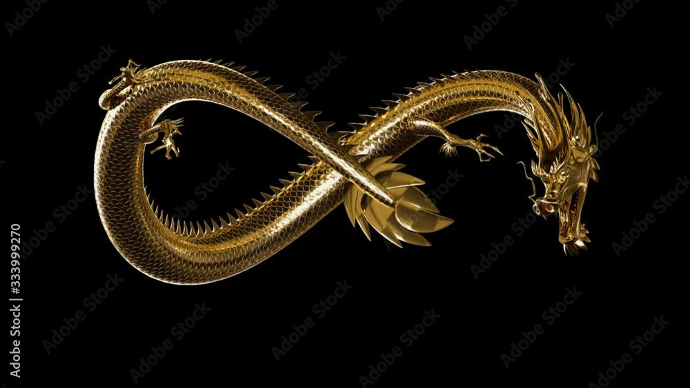 Golden East Asian Dragon Symbol of Power of Wealth and Wisdom. Animated ...