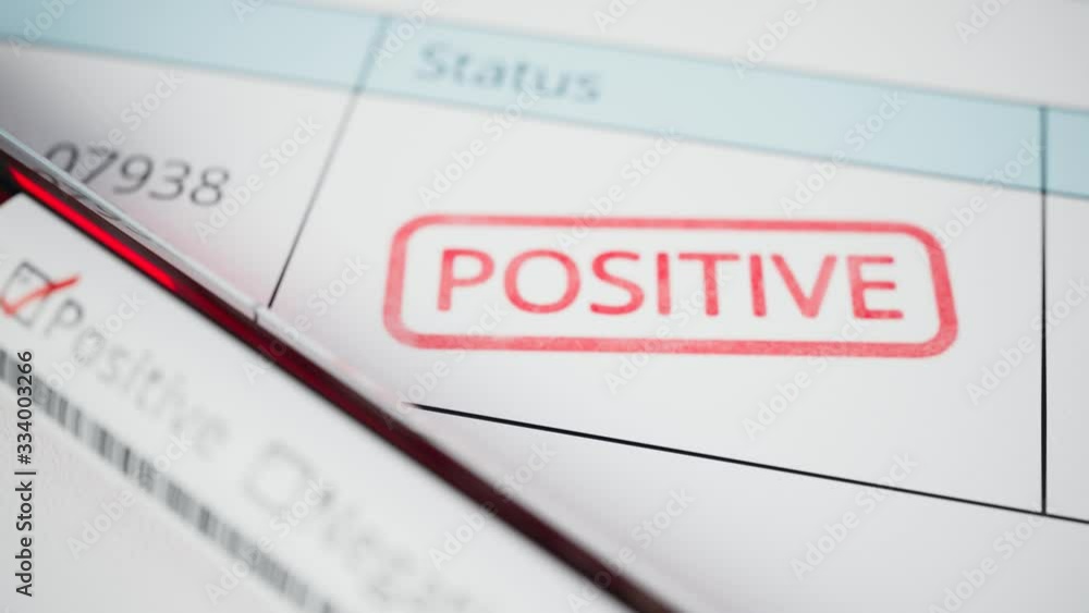 Blood sample with a positive test. Viral infection. Patient documents ...